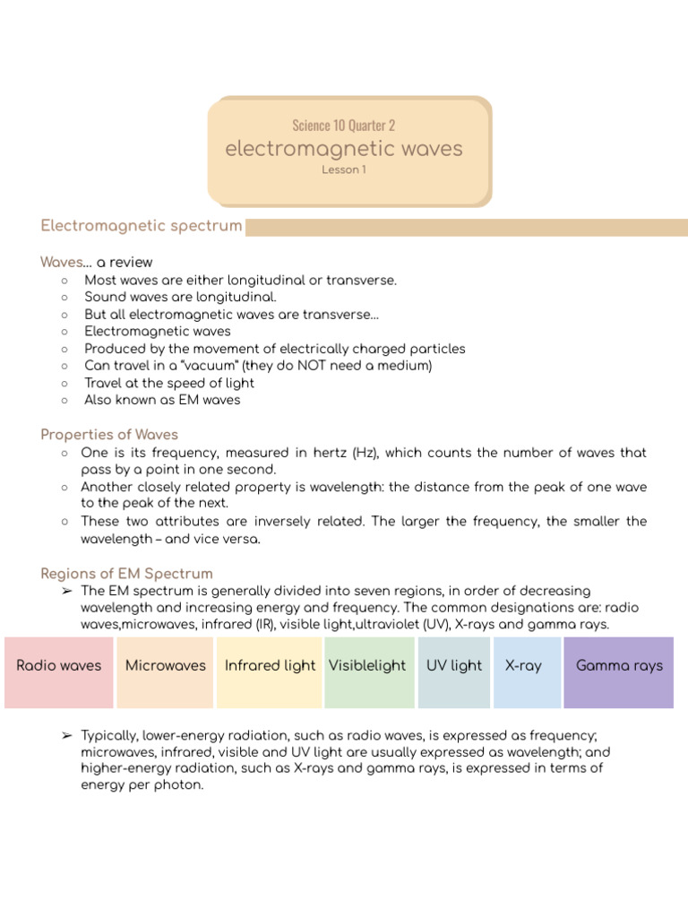 Science 10 Quarter 2 | Download Free PDF | Electromagnetic Spectrum ...