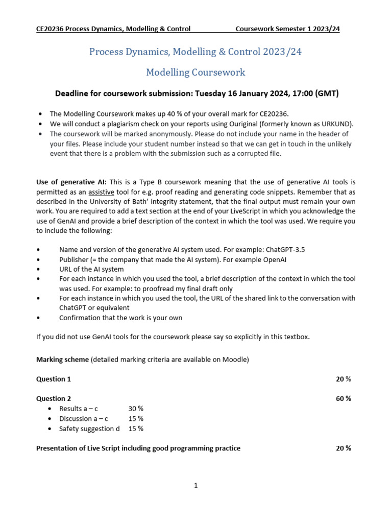 Engineering Coursework Guide | PDF | Chemical Reactor | Gases