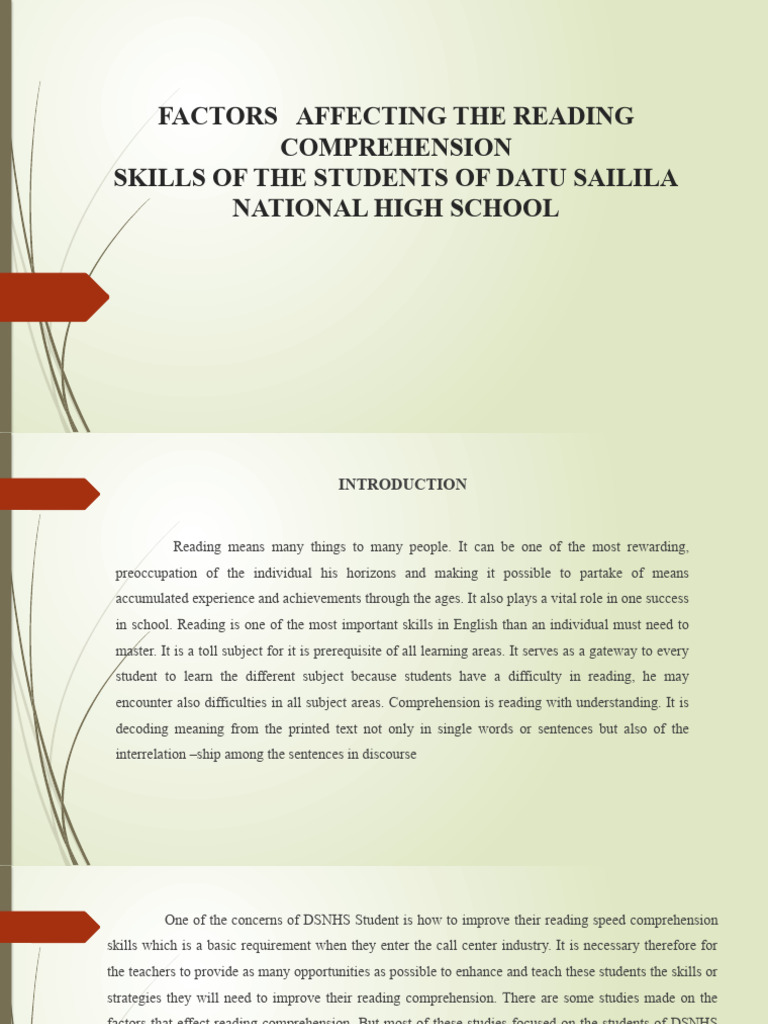 Kamensa Group Factors Affecting the Reading Comprehension Skills of The ...