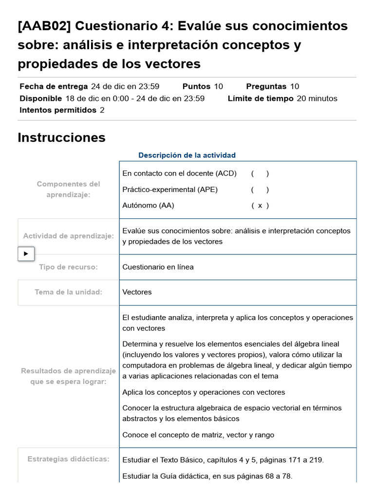 (AAB02) Cuestionario 4: Evalúe Sus Conocimientos Sobre: Análisis e Interpretación Conceptos y ...