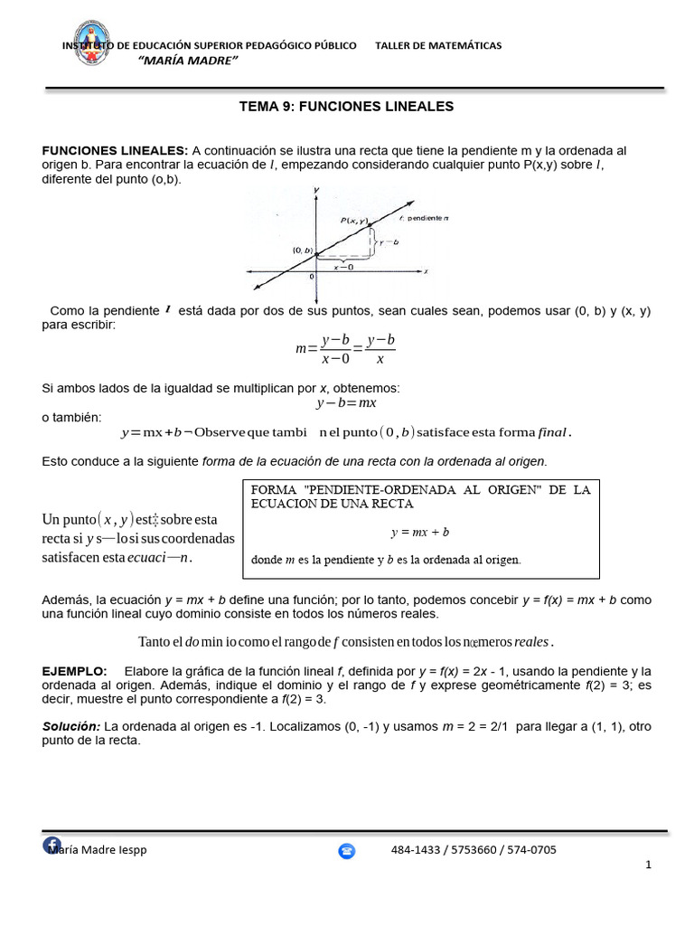Tema 9 - Funciones Lineales - Corregido | PDF | Pendiente | Linealidad