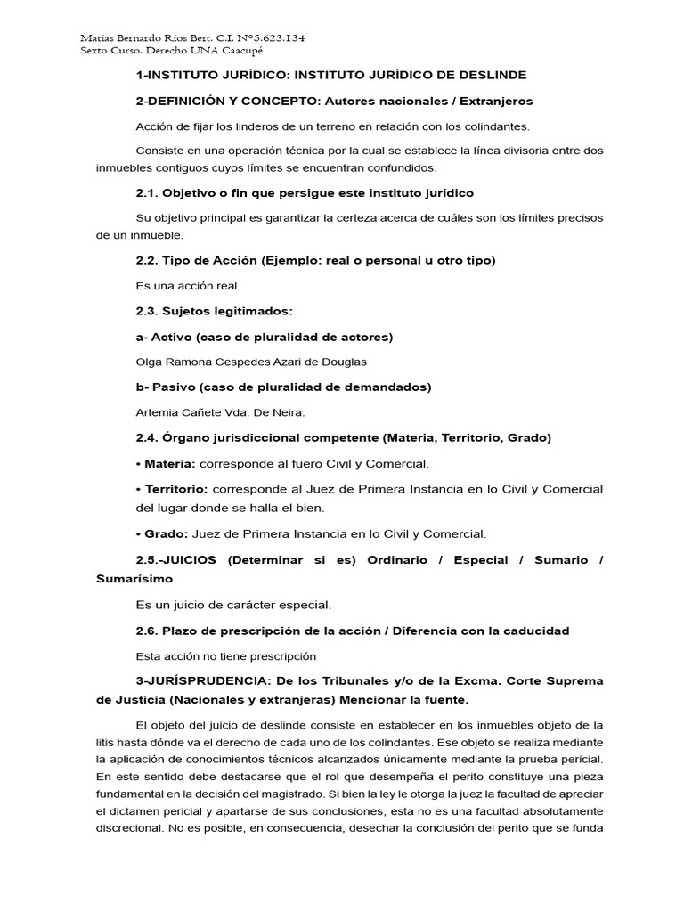 Matias Rios Bert Deslinde | PDF | Sentencia (ley) | Demanda judicial