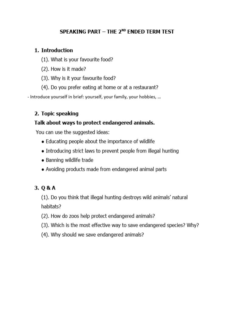 Speaking Part | PDF