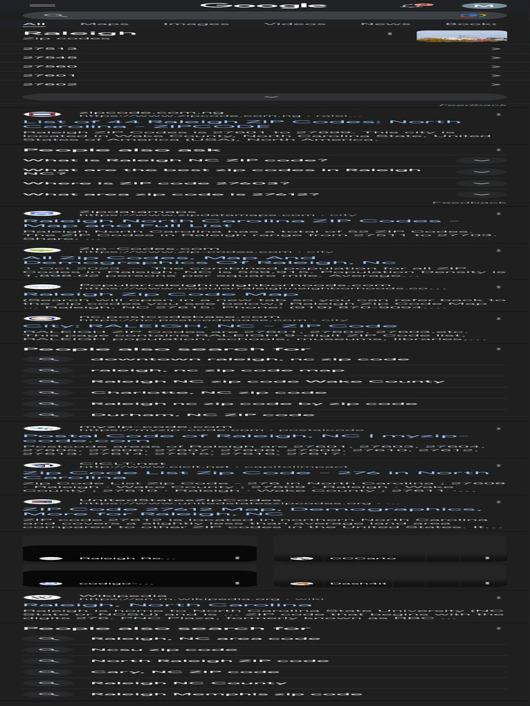 Raleigh NC Zip Code - Google Search | PDF | Raleigh | Freight Transport