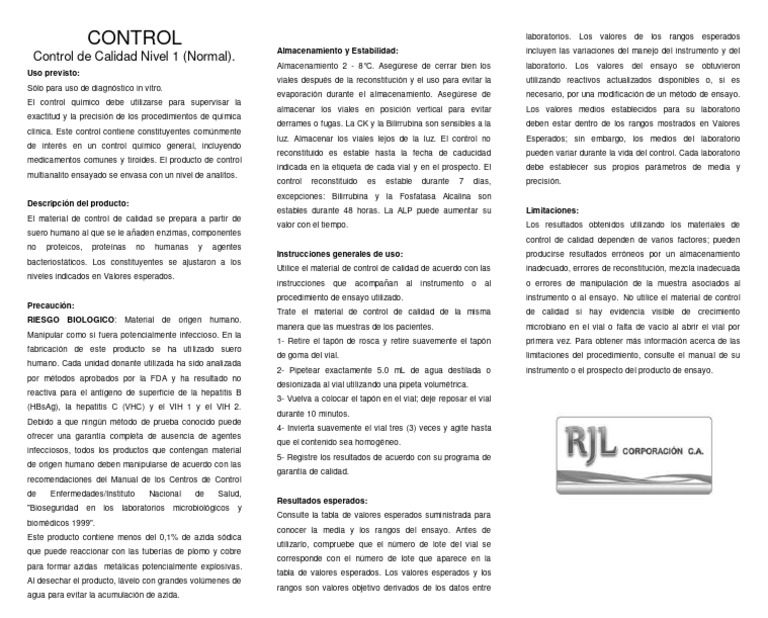 Control Quimico Inserto | PDF | Laboratorios | VIH