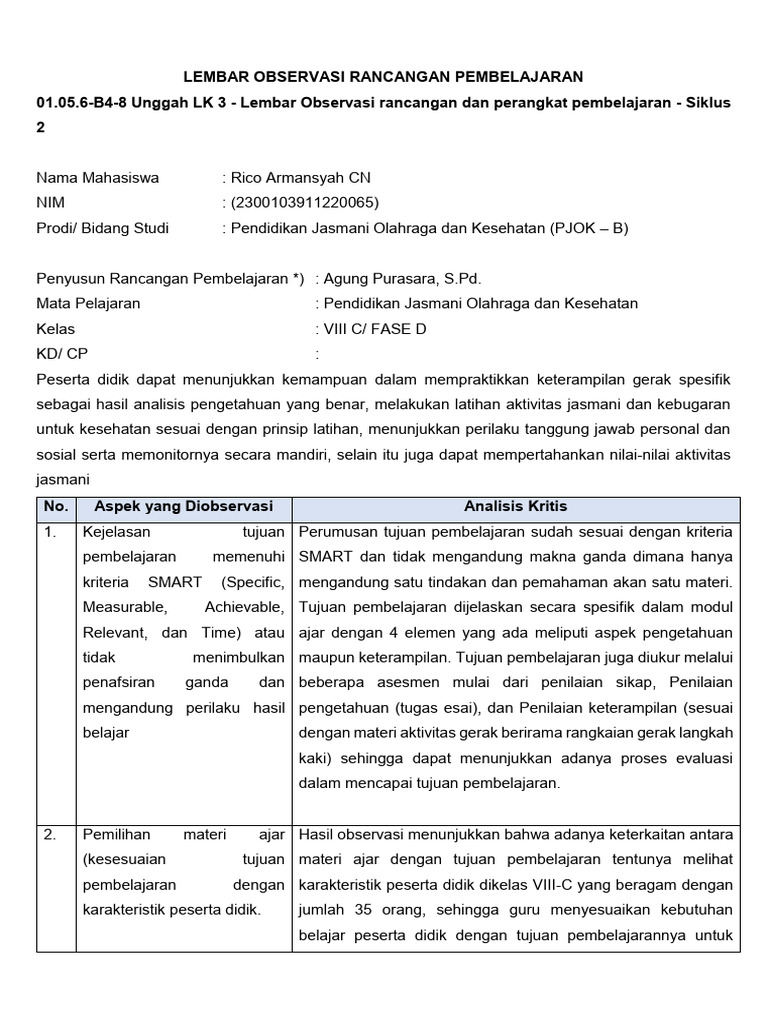 Rico Armasnyah CN. 01.05.6-B4-8 Unggah LK 3 - Lembar Observasi Rancangan Dan Perangkat ...
