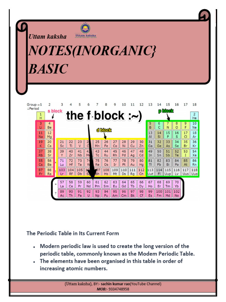 Periodic Table Notes by Rao Sir Patna | PDF | Ionic Bonding ...