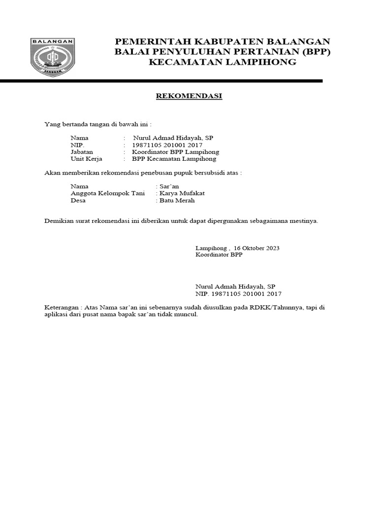 Rekomendasi BPP | PDF