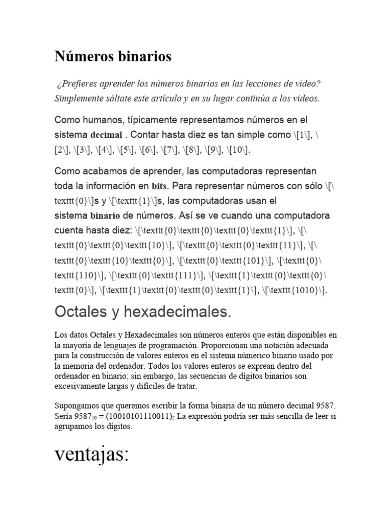 Números Binarios | PDF | Programación de computadoras | Lenguaje de ... Números Binarios | PDF | Programación de computadoras | Lenguaje de ...