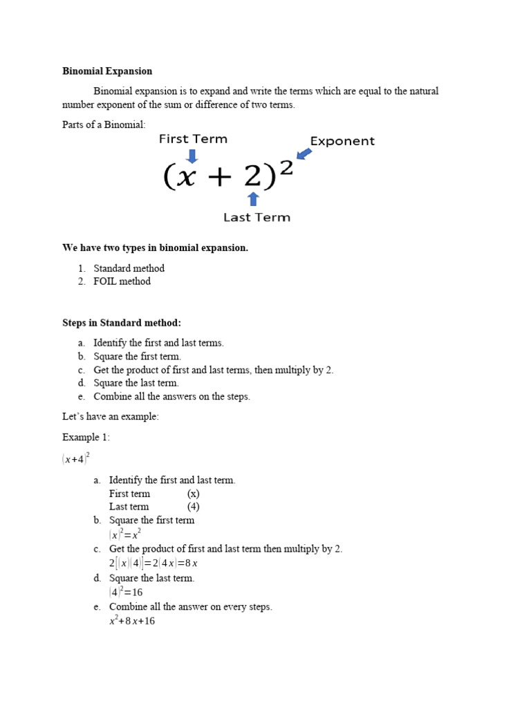 Binomial Expansion Pdf Mathematics Algebra 0557