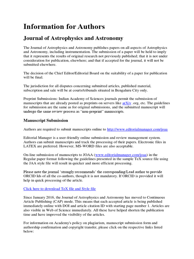 Information For Authors JOAA 7 May 3 | PDF | Academic Journal | Bracket