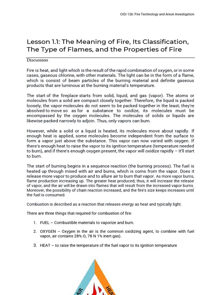 Lesson 1.1 Module 1 FireTech | PDF | Combustion | Fires