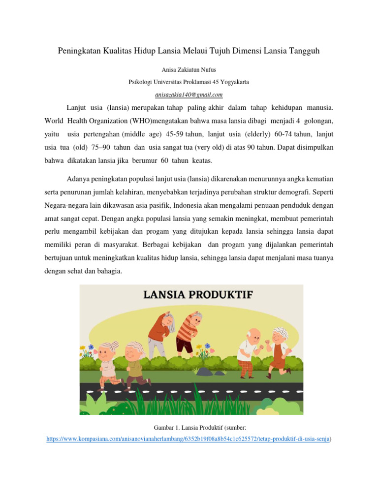 851 Peningkatan Kualitas Hidup Lansia Melalui Tujuh Dimensi Lansia Tangguh | PDF
