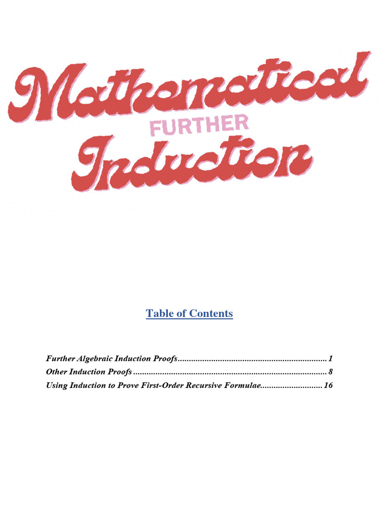 Induction Proofs in Algebra and Calculus | PDF | Mathematical Proof ...
