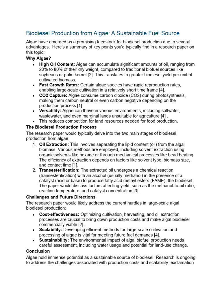Research Paper | PDF | Algae Fuel | Biodiesel