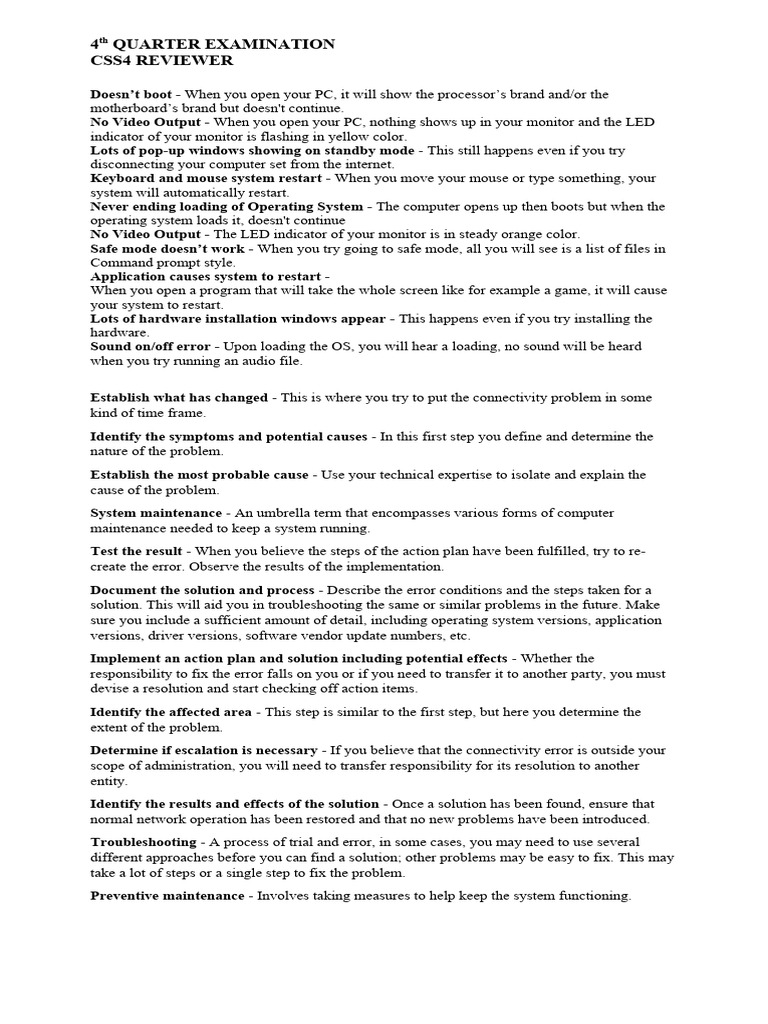 CSS4 Reviewer | PDF | Operating System | Computer File