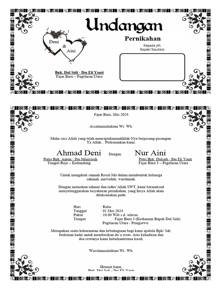 undangan hitam putih | PDF