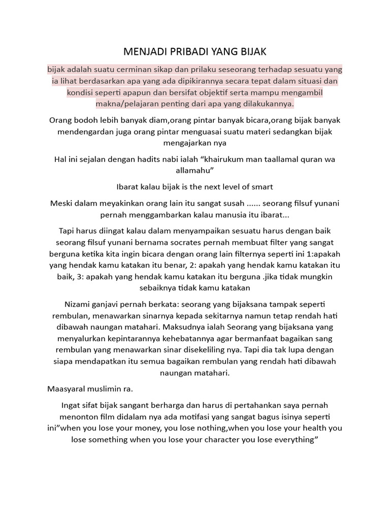 Menjadi Pribadi Yang Bijak | PDF | Agama & Spiritualitas