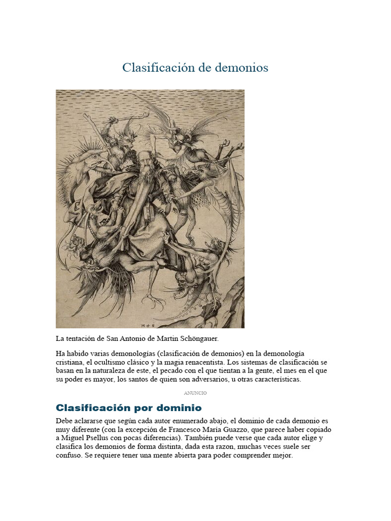 Clasificación de Demonios en Demonología | PDF | Demonios | Demonología