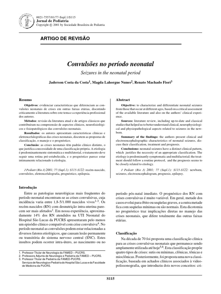 Convulsões No Período Neonatal | PDF | Epilepsia | Eletroencefalografia