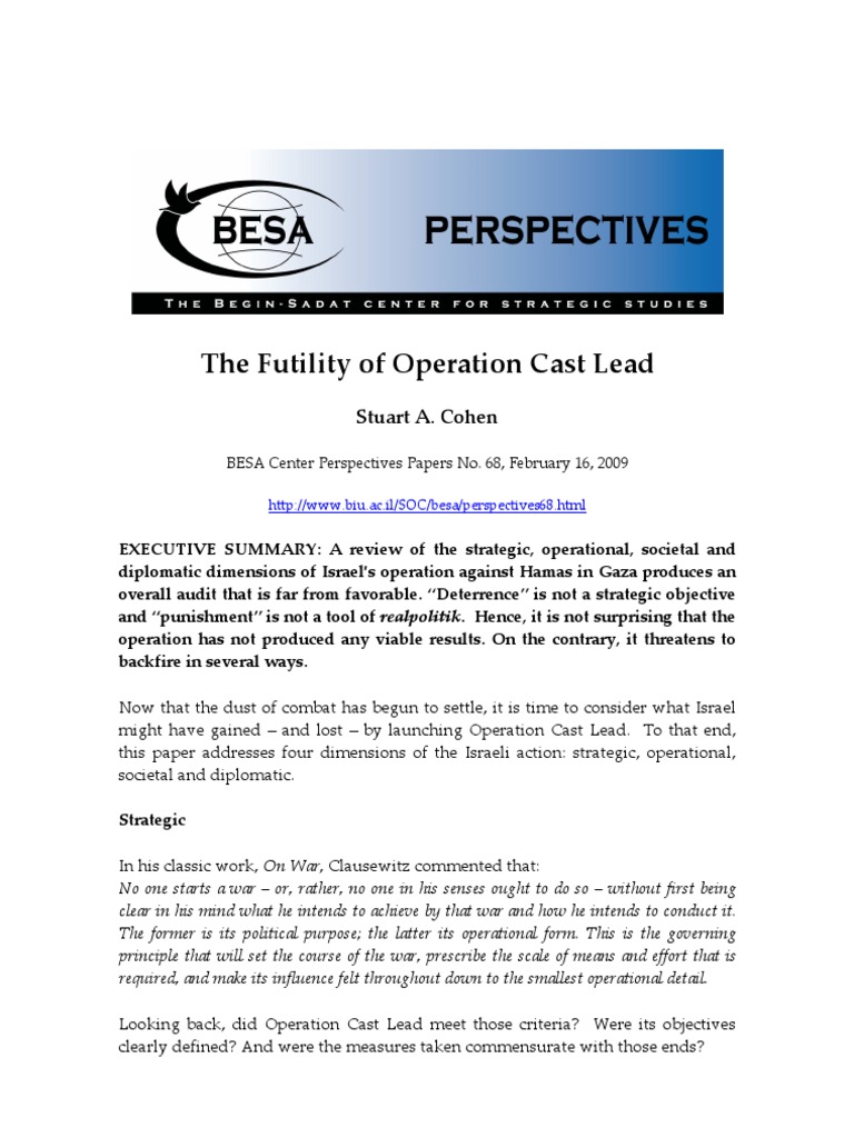Operation Cast Lead: Analyzing Failures | PDF | Gaza War (2008–09) | Hamas
