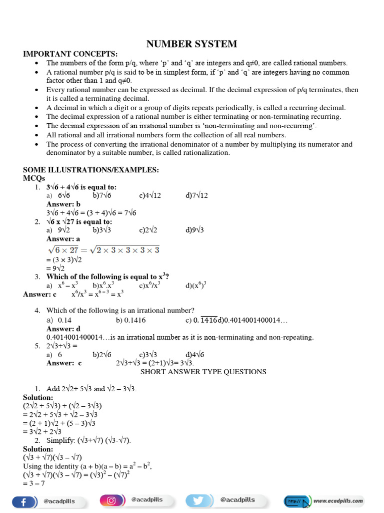 Number System | PDF | Numbers | Rational Number