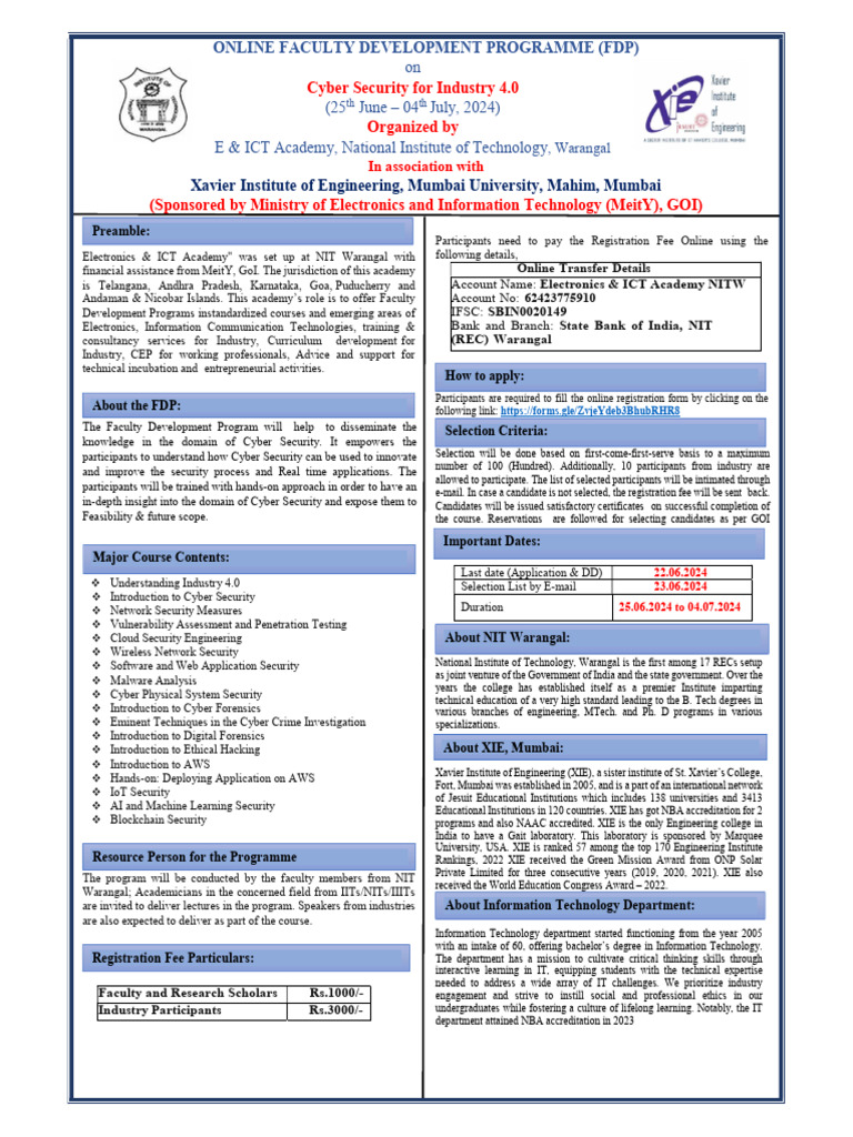 Cyber Security FDP for Industry 4.0 | PDF | Computer Security | Security