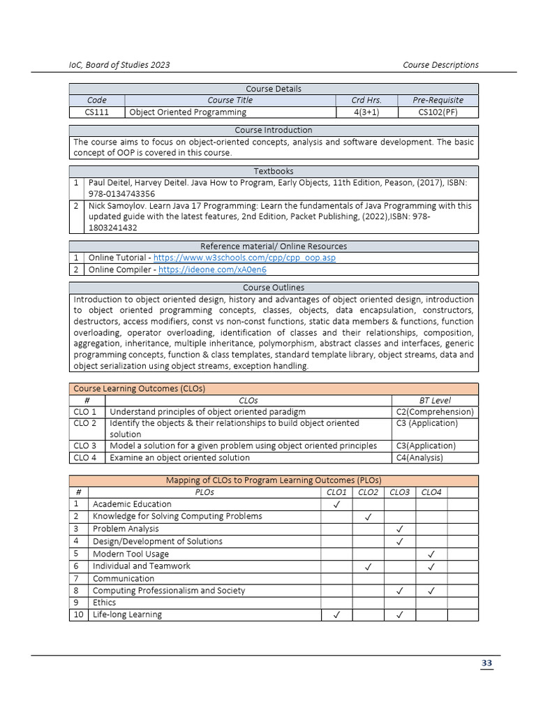 CS111-Object Oriented Programming | PDF | Class (Computer Programming) | Inheritance (Object ...