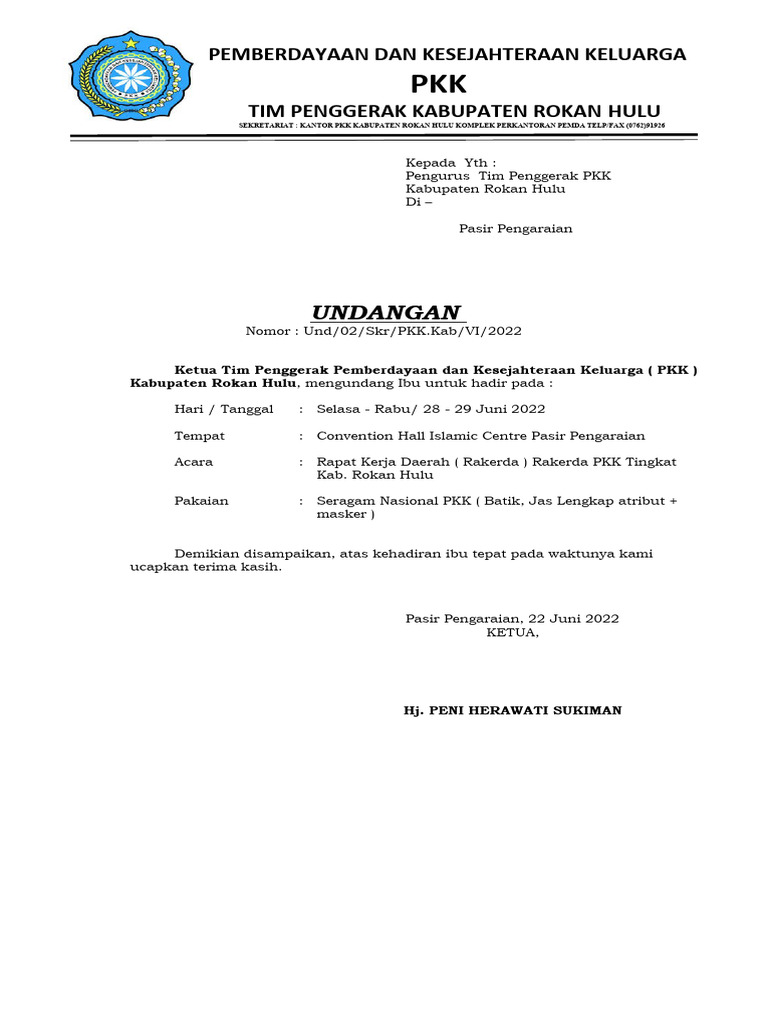 CONTOH SURAT PKK | PDF