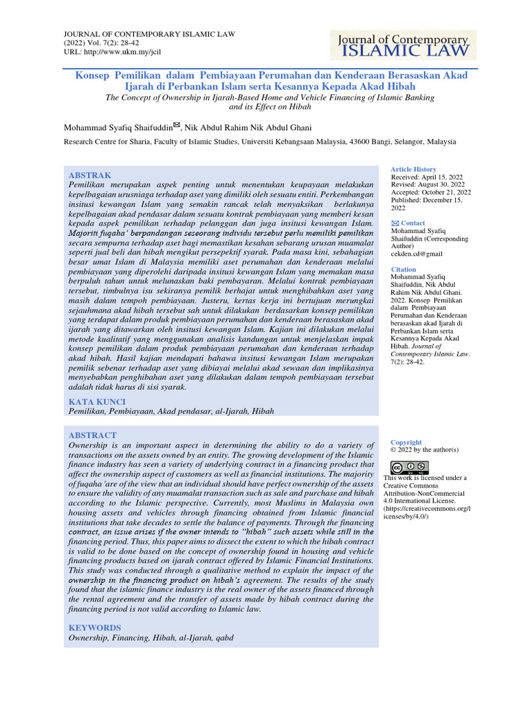 Shaifuddin-Nik-Abdul-Ghani-2022 (Ijarah) | PDF
