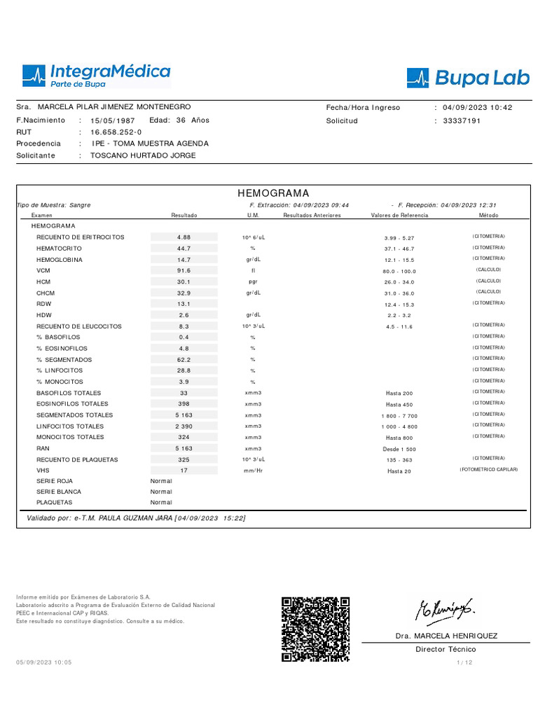 Resultados de Exámenes de Laboratorio | PDF | Especialidades Medicas ...