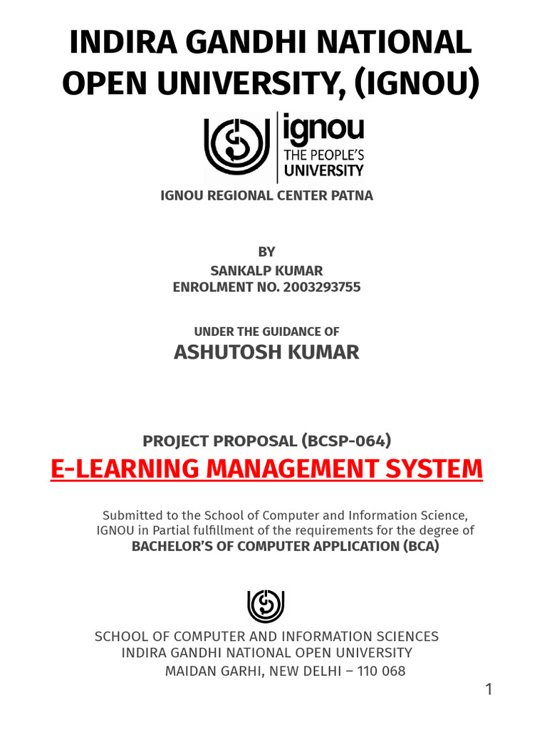 Final IGNOU SYNOPSIS BCSP64 | PDF | Educational Technology | Php