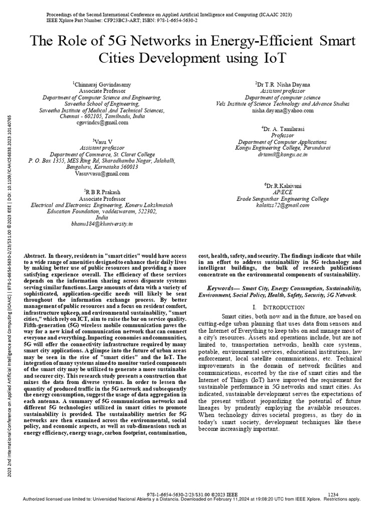 The Role of 5G Networks | PDF | Internet Of Things | Augmented Reality