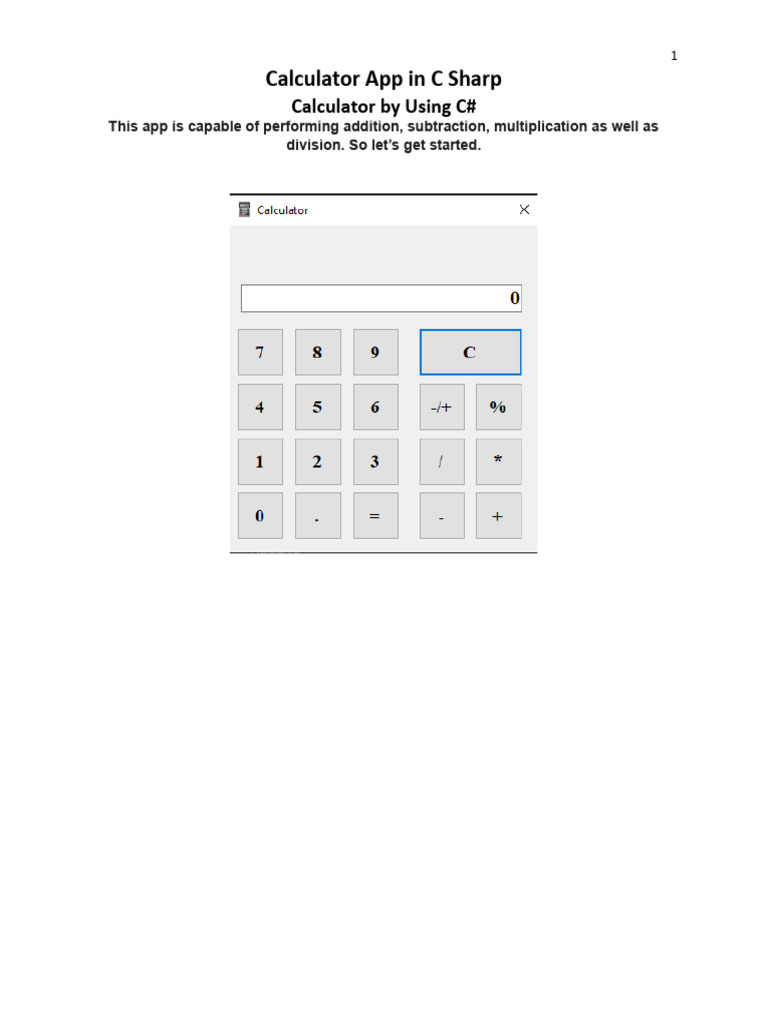Complete Calculator in C Sharp | PDF | Button (Computing) | Calculator