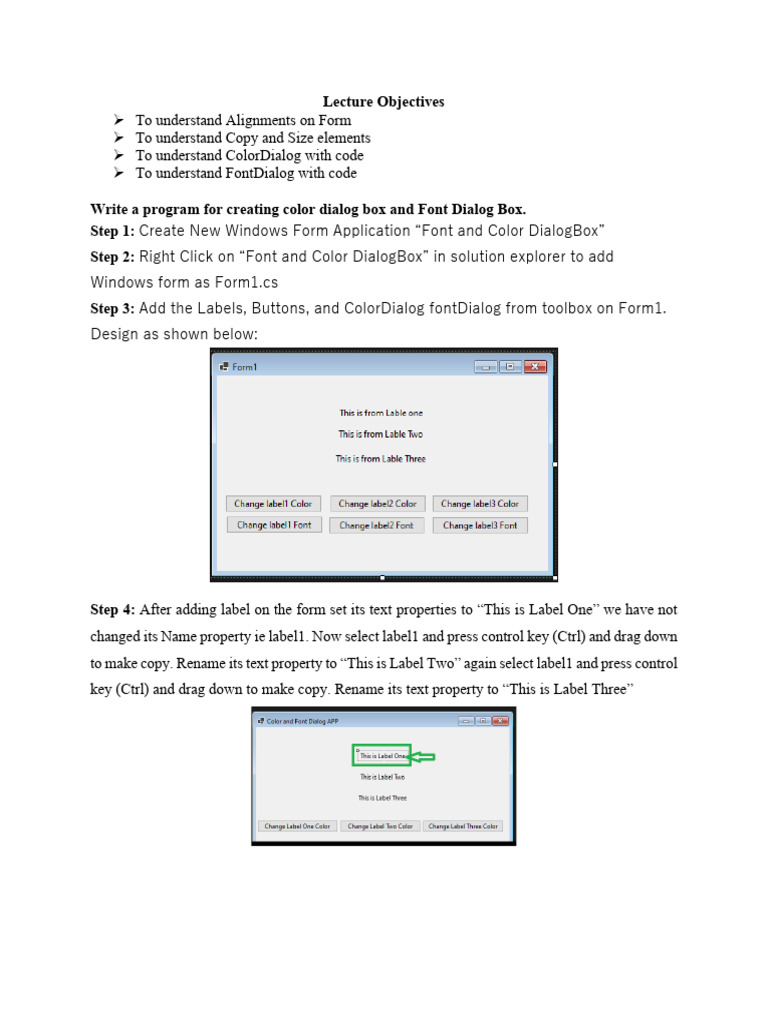Color and Font Dialog Box Lec 4 | PDF | Control Key | Software