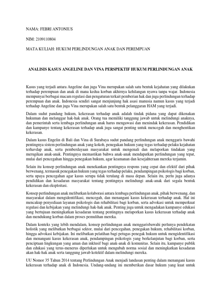 Resume Perlindungan Anak Dan Perempuan - Febri Antonius | PDF | Ilmu Sosial | Pengembangan Diri