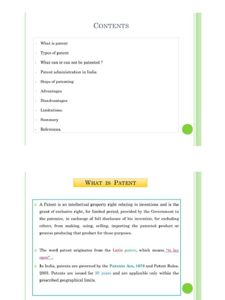 Intellectual Property Rights IPR Patent Patenting 2 638 | PDF