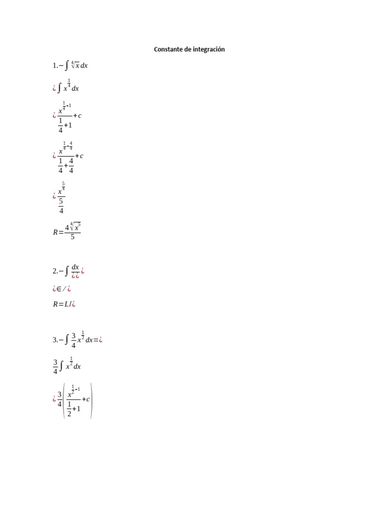 Ejercicios de Integración Calculus | PDF | Cálculo | Análisis matemático