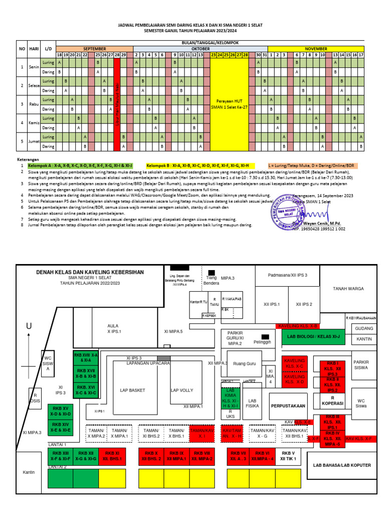 Jadwal Pembelajaran Semi Daring Kelas X & XI 2023 Kirim | PDF