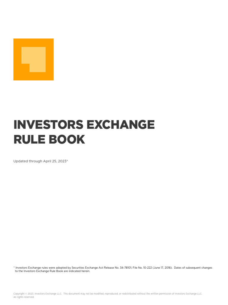 IEX - Rule Book | PDF | Securities (Finance) | Market Maker