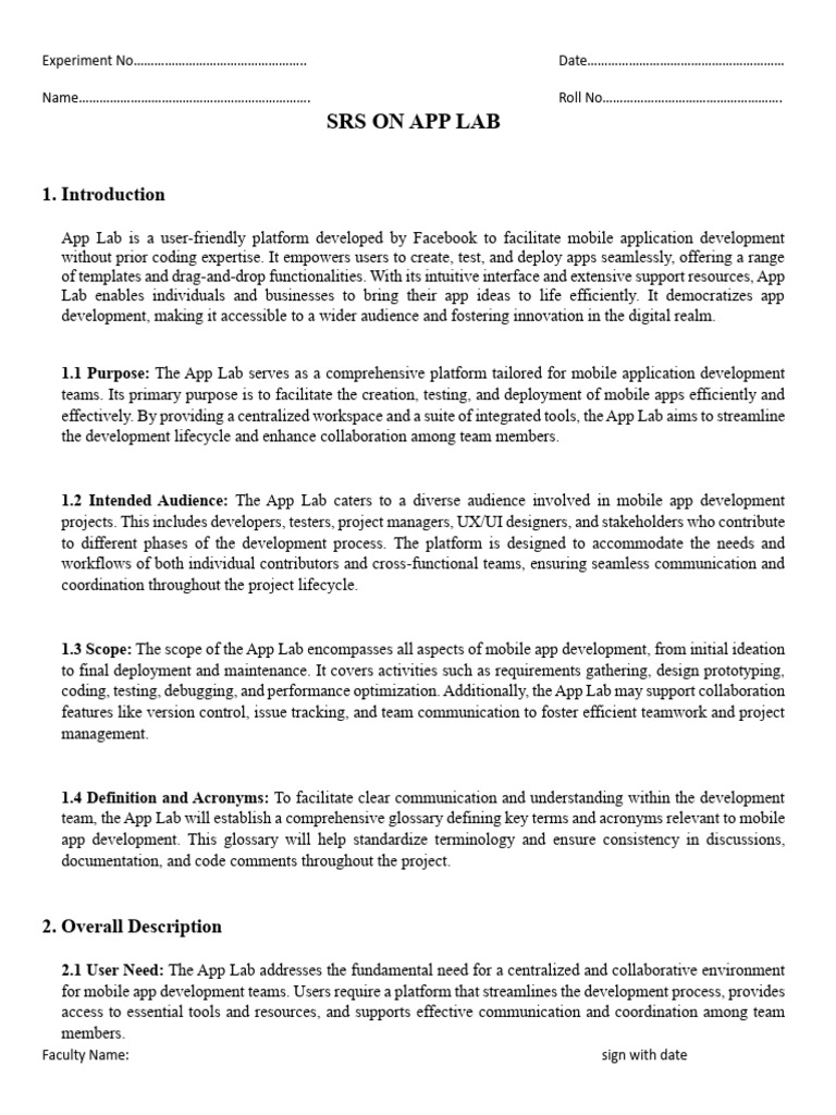 Se Lab SRS On App Lab | Download Free PDF | Mobile App | Integrated Development Environment