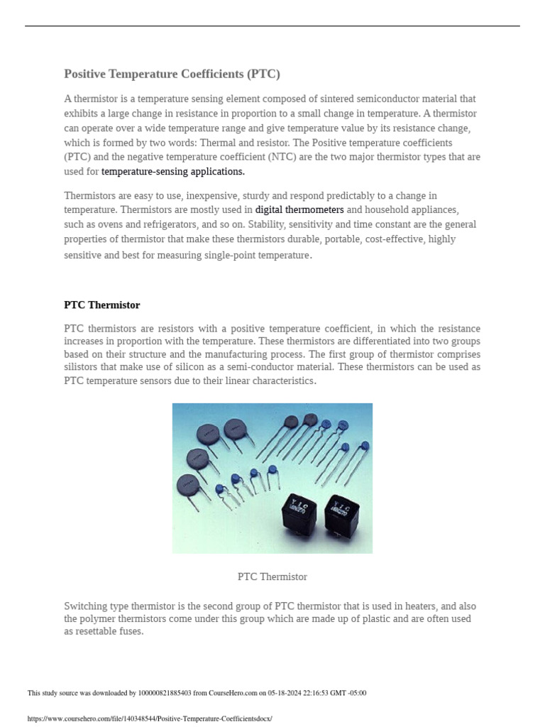 Positive Temperature Coefficients | PDF | Electrical Resistance And ...
