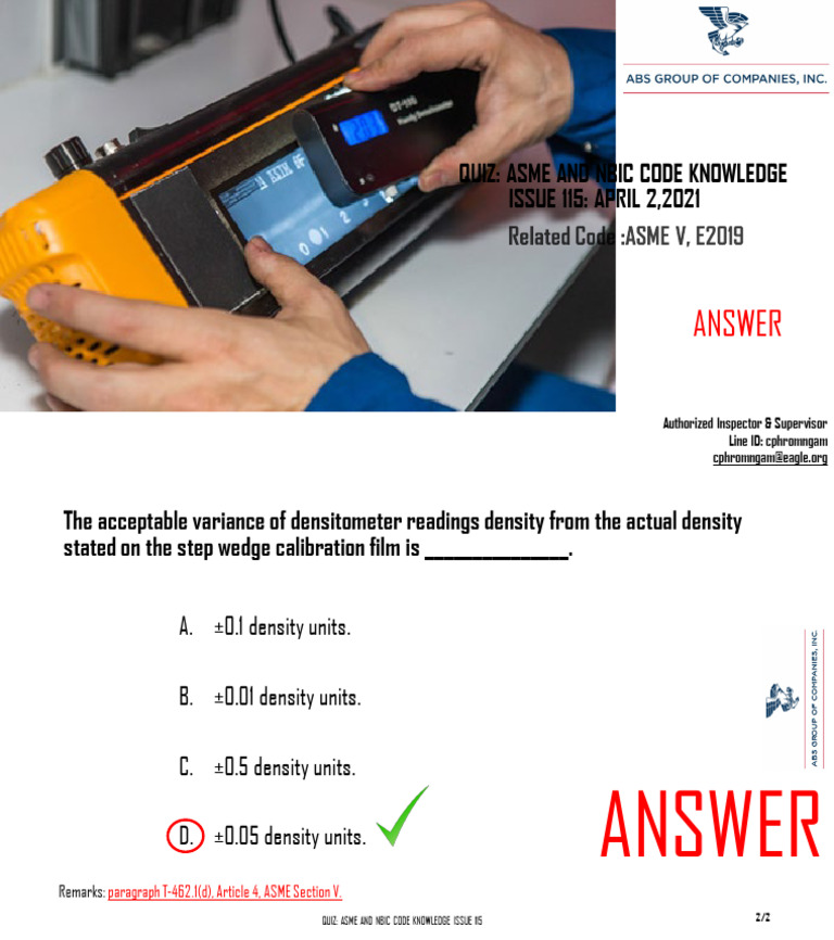 ASME & NBIC Code Quiz Issue 115 | PDF