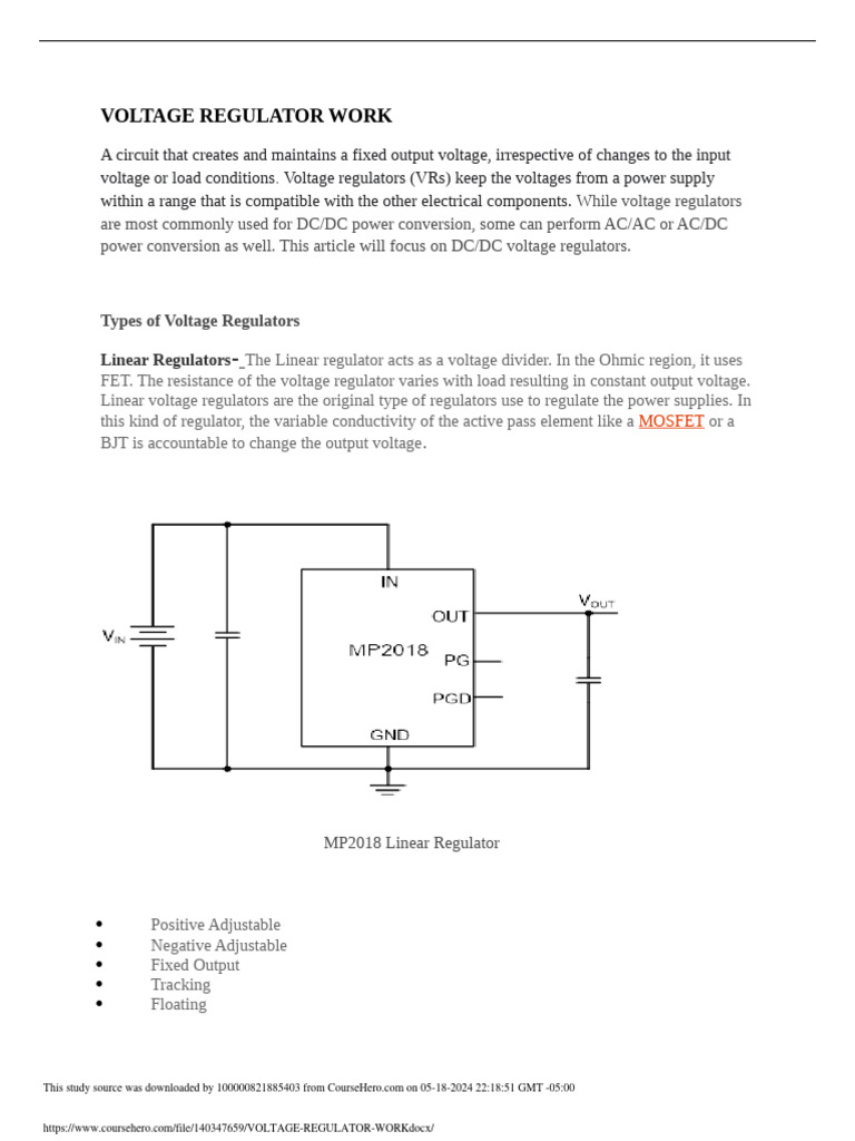 Voltage Regulator Work | PDF | Power Supply | Electrical Circuits