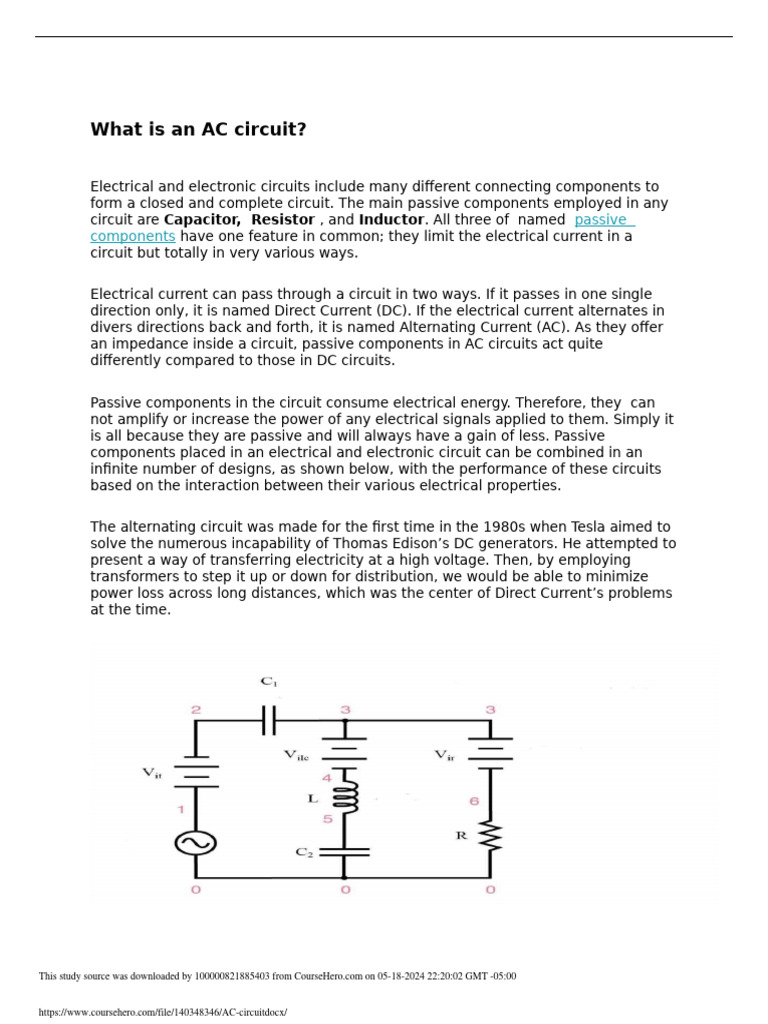 AC Circuit | PDF | Electrical Impedance | Electrical Network