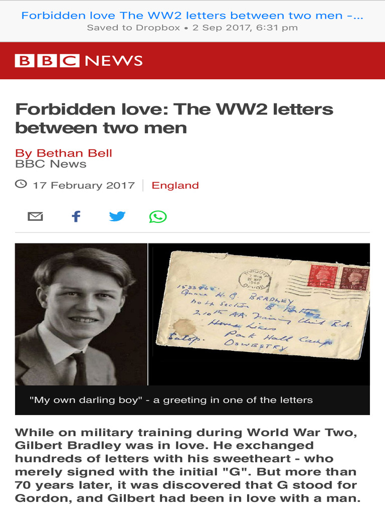 Forbidden Love The WW2 Letters Between Two Men - BBC News | PDF ...