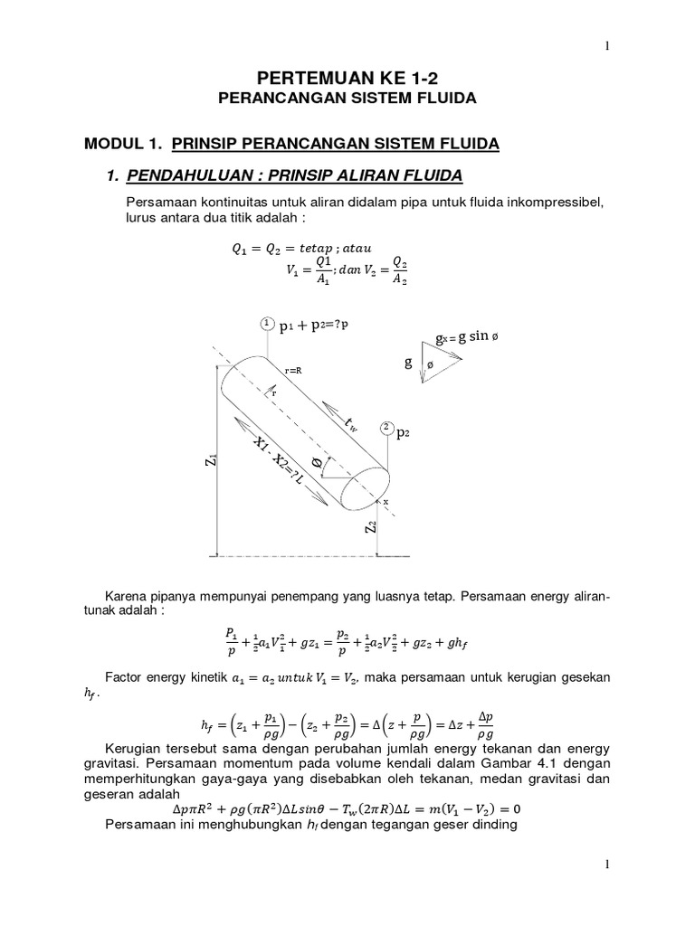 Pertemuan 1 Perancangan - Sistem - Fluida - MODUL - 1-2 - PSF, Konsep - , - Head, - Kapasitas | PDF