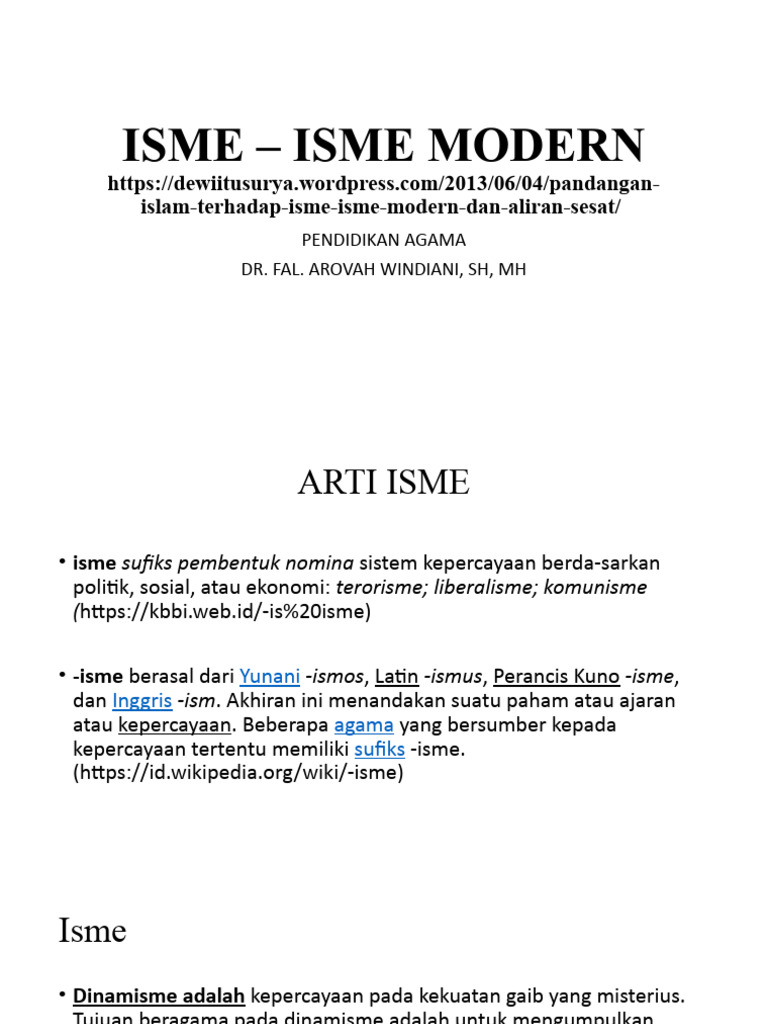 Materi 3 Isme - Isme Modern | PDF | Ilmu Sosial | Agama & Spiritualitas