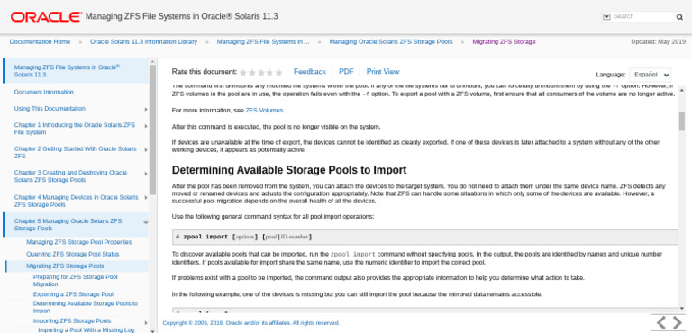 Migrating Zfs Storage Pools Managing Zfs File Systems In Oracle® Solaris 113 Pdf File