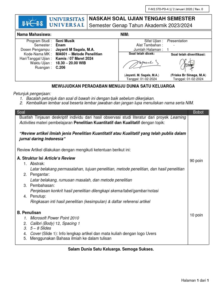 Uts Metode Penelitian | PDF